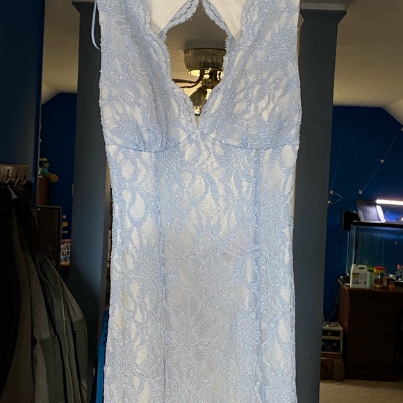 Dresses | Prom Dress Light Blue Lace Overlay With Sparkles | Poshmark
